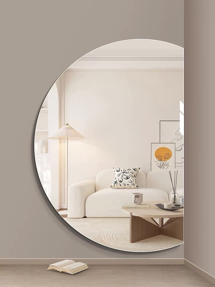 Half Moon Wall Mirror 91cm x 130cm Frameless Decorative Mirror-FLM64 ...