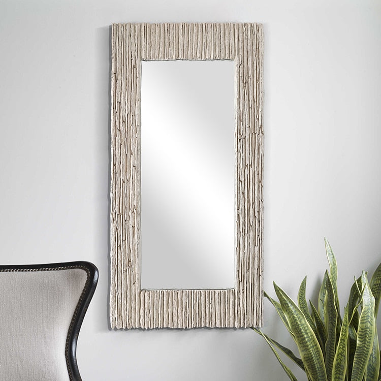 Contemporary Rectangular Wall Mirror 130cm x 64cm Grey Foam PU Frame ...